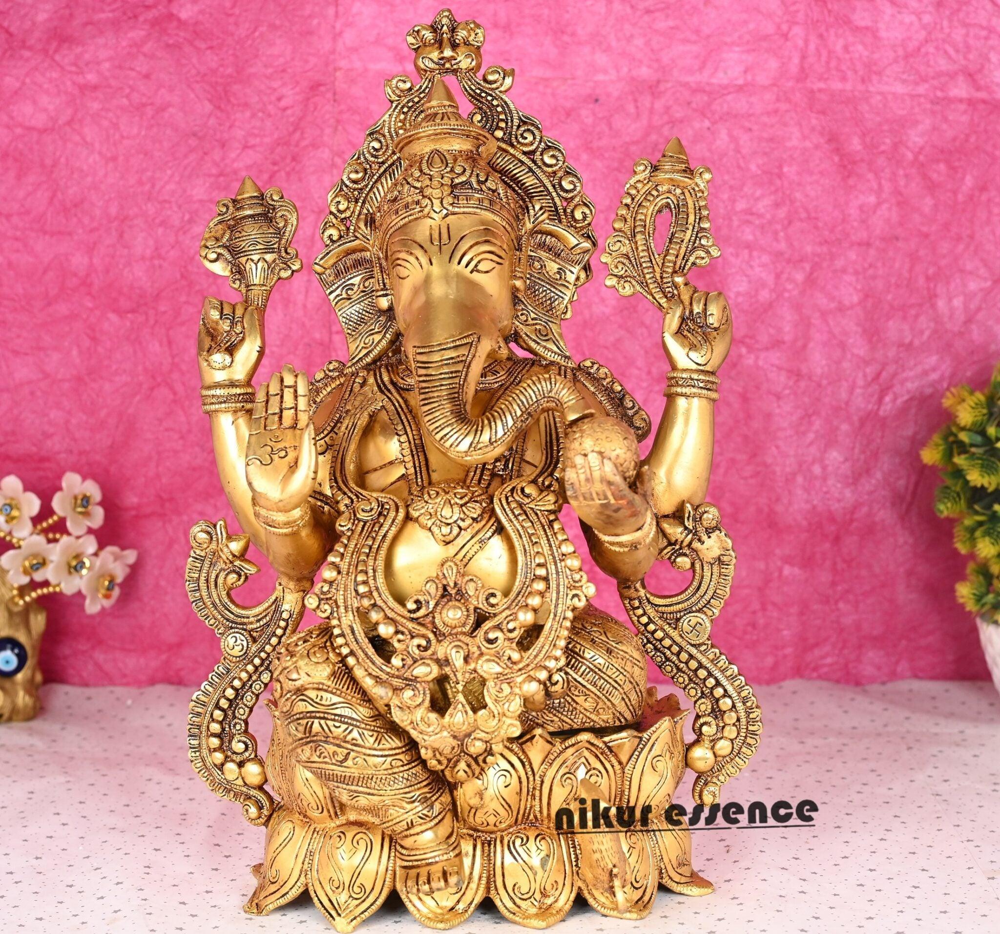 Buy Brass Ganesha Statue | Handcrafted Lord Ganesha Idol – Nikur Essence