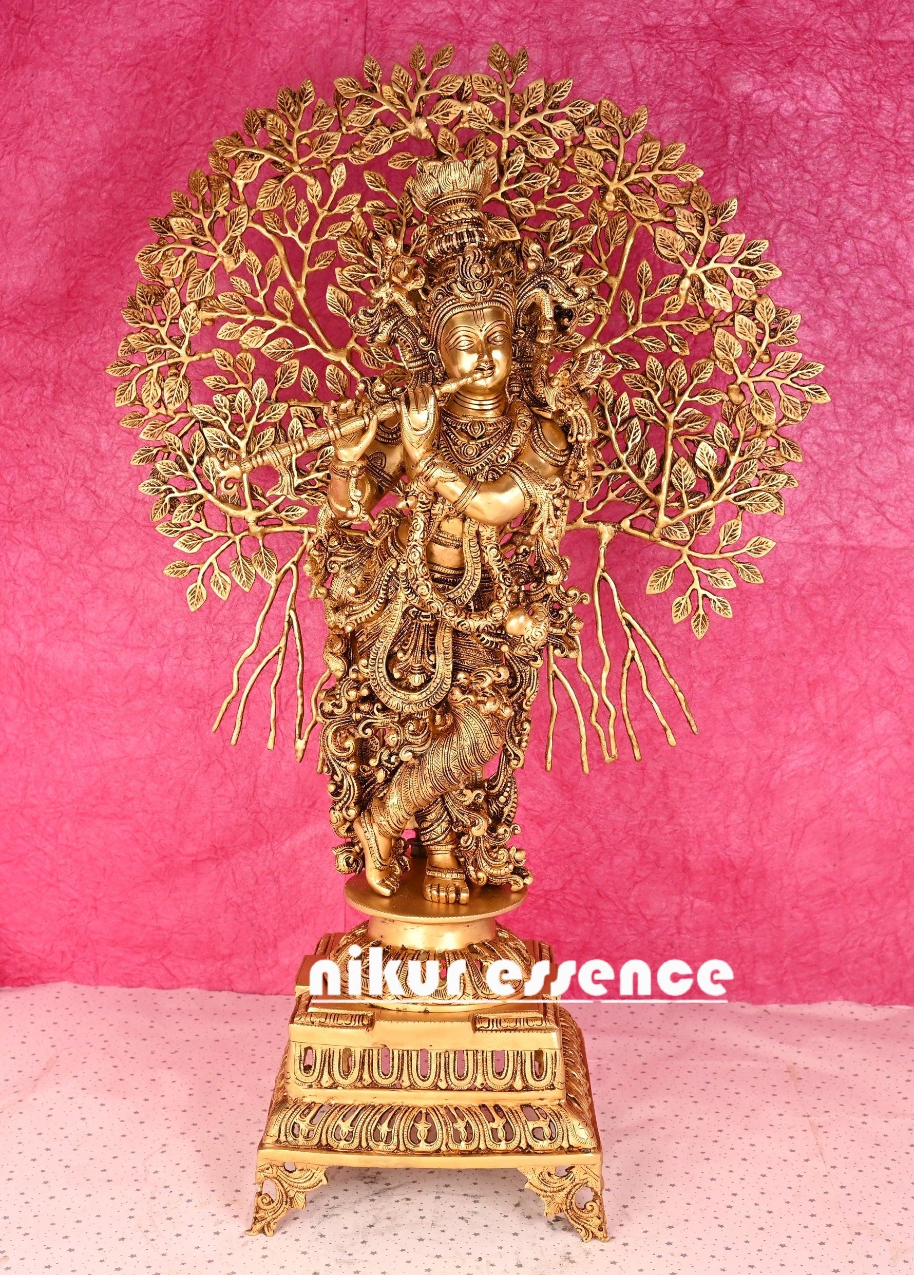 Online buy Krishna with Tree | Buy krishna with tree | Brass krishna ...