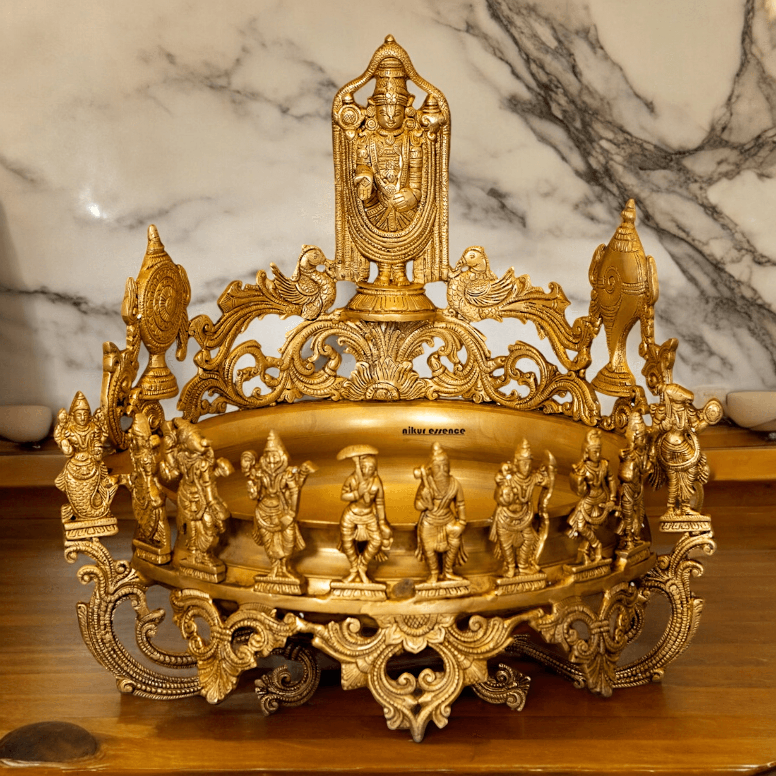 Large Pure Brass Balaji with Urli by Nikur Essence - 18 Inch – Nikuressence