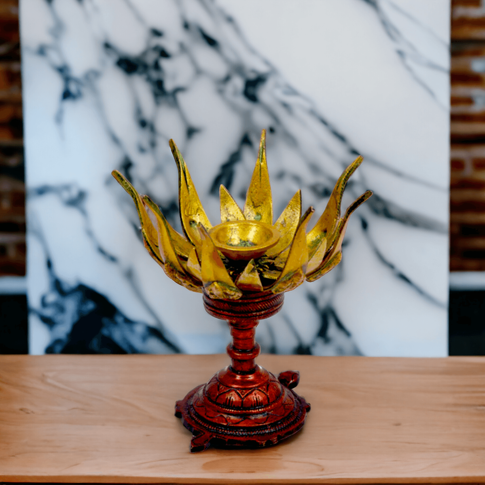 Buy Brass Ganesha Lotus Candle Stand by Nikur Essence - 6.5 inch height ...