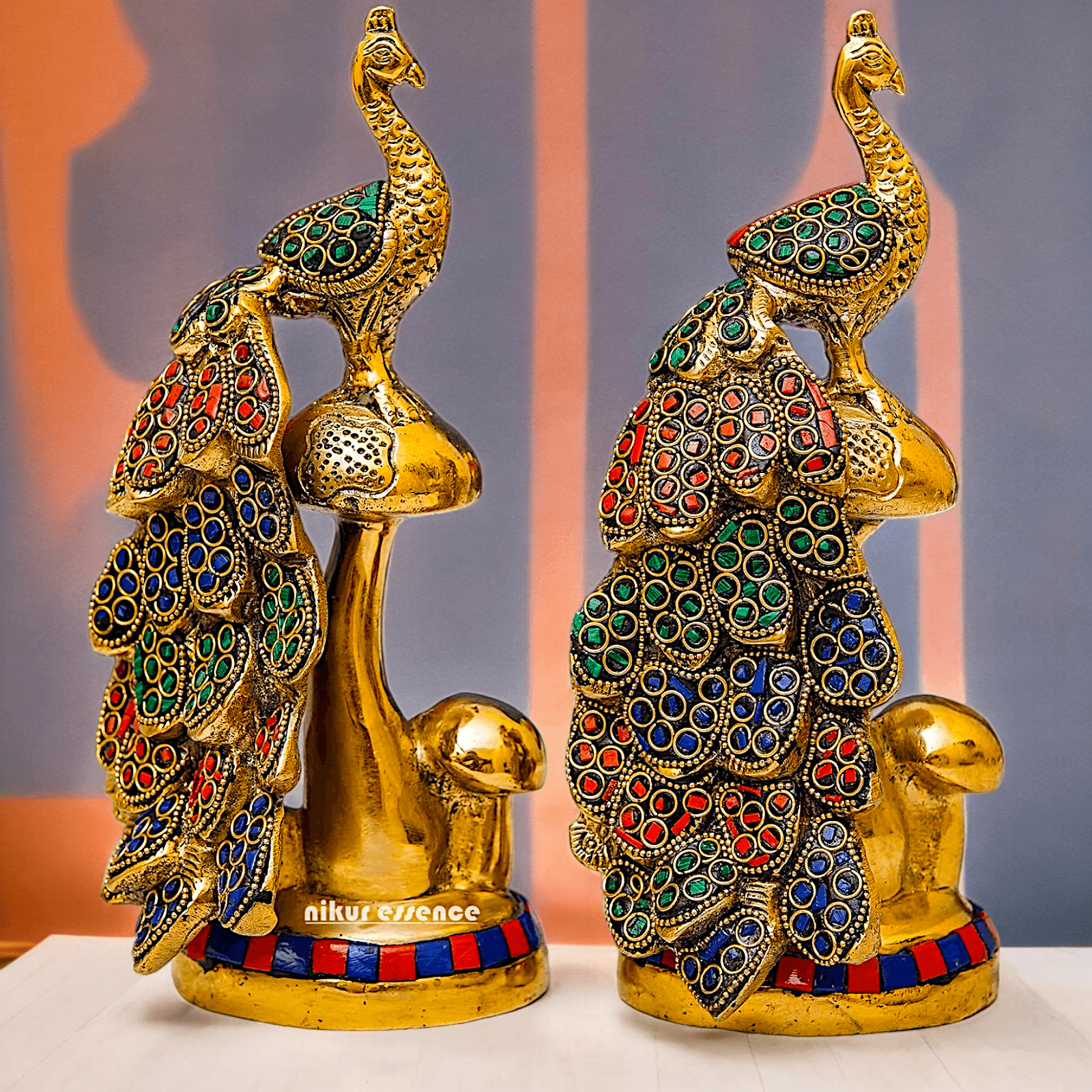 Buy brass 21.6 cm Peacock Statue with Glossy Finish - Elegant ...