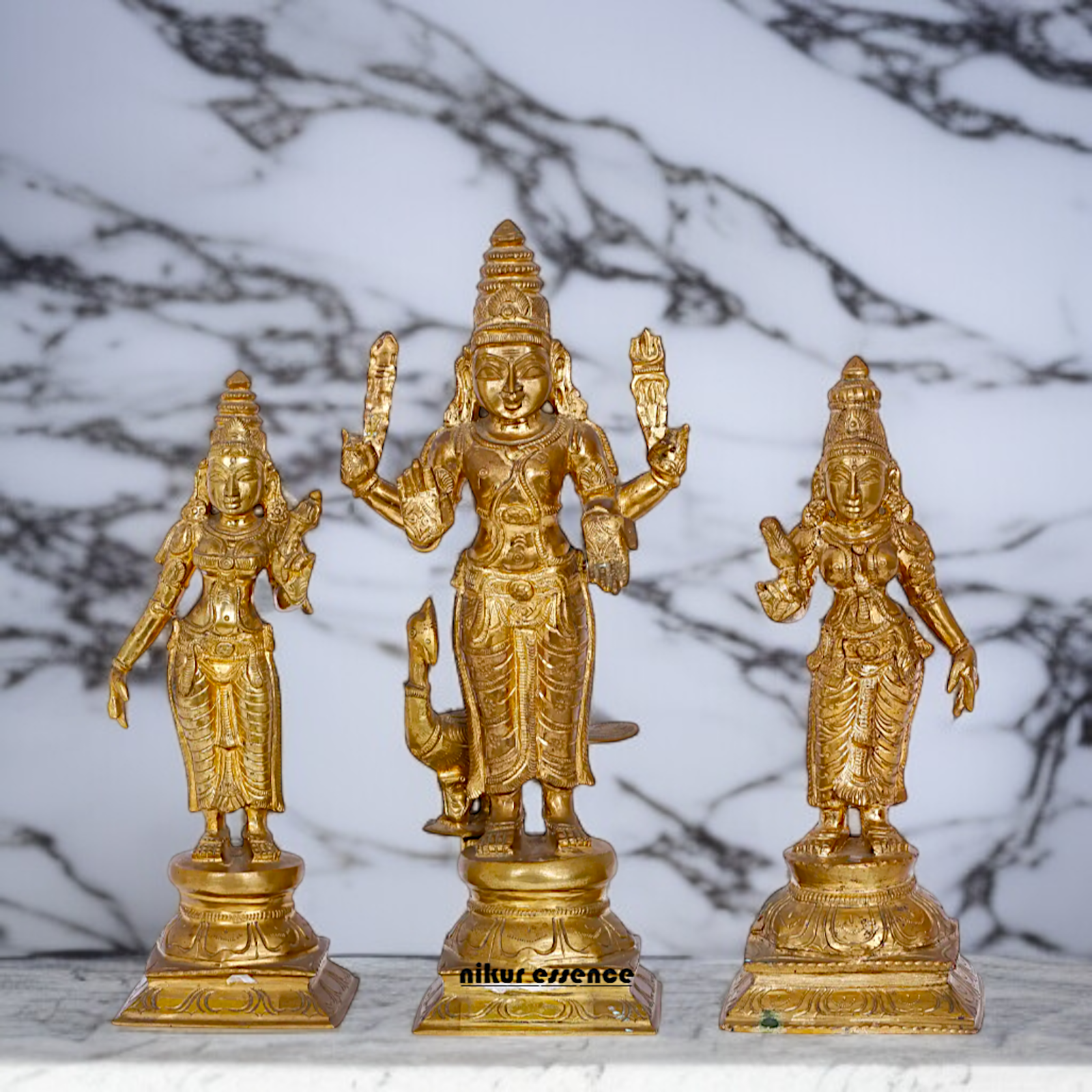 Panchaloha Kartikeya with Devasena and Valli Blessing standing Idol- 12 ...