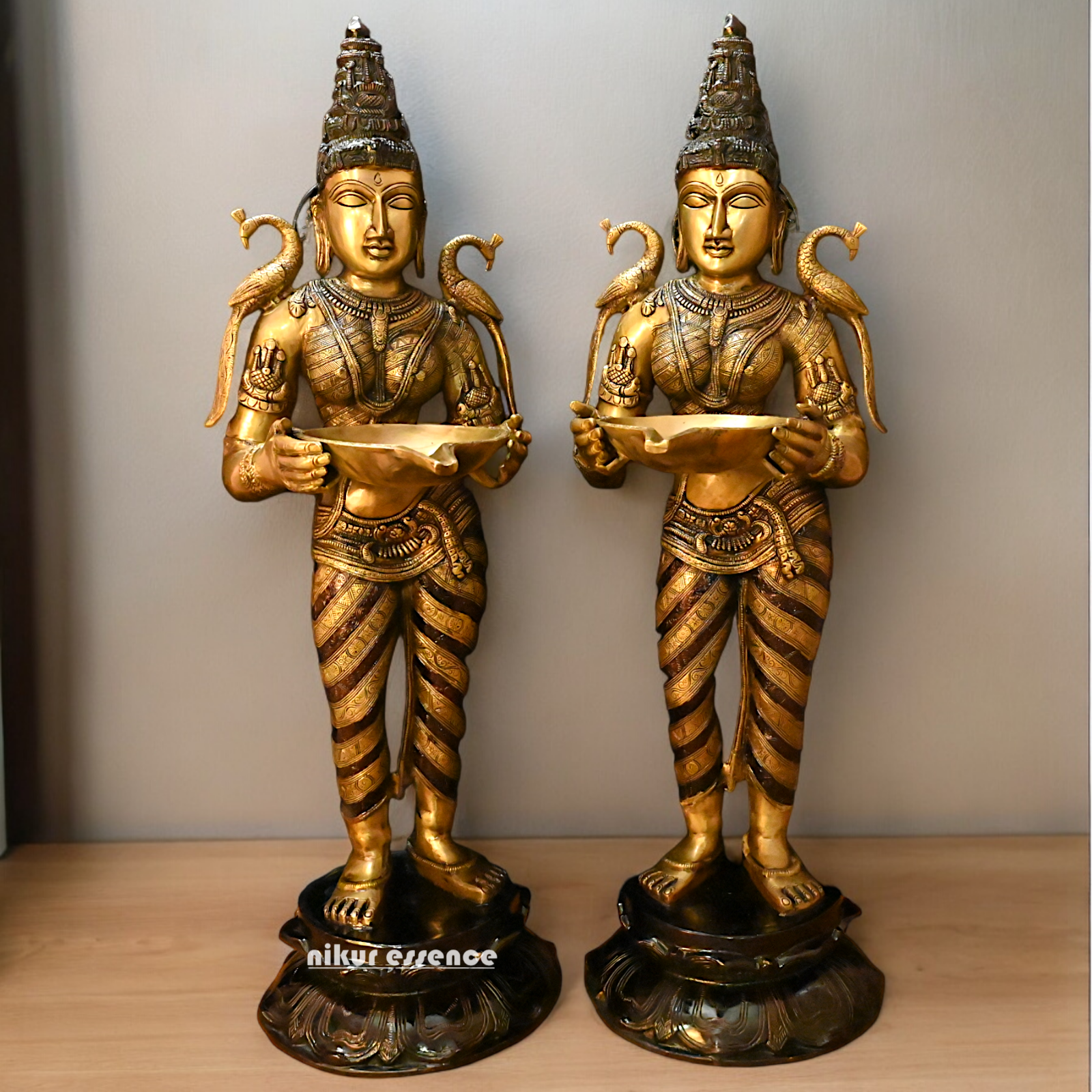 Large Pair Deepalakshmi Traditional lamp idol - 37 inches – Nikur Essence