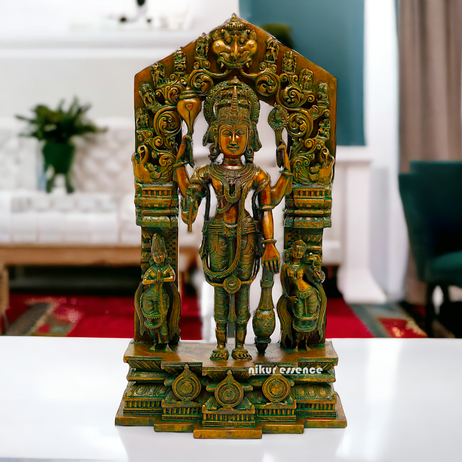 Lord Vishnu standing Brass Idol - 28 inches – Nikur Essence