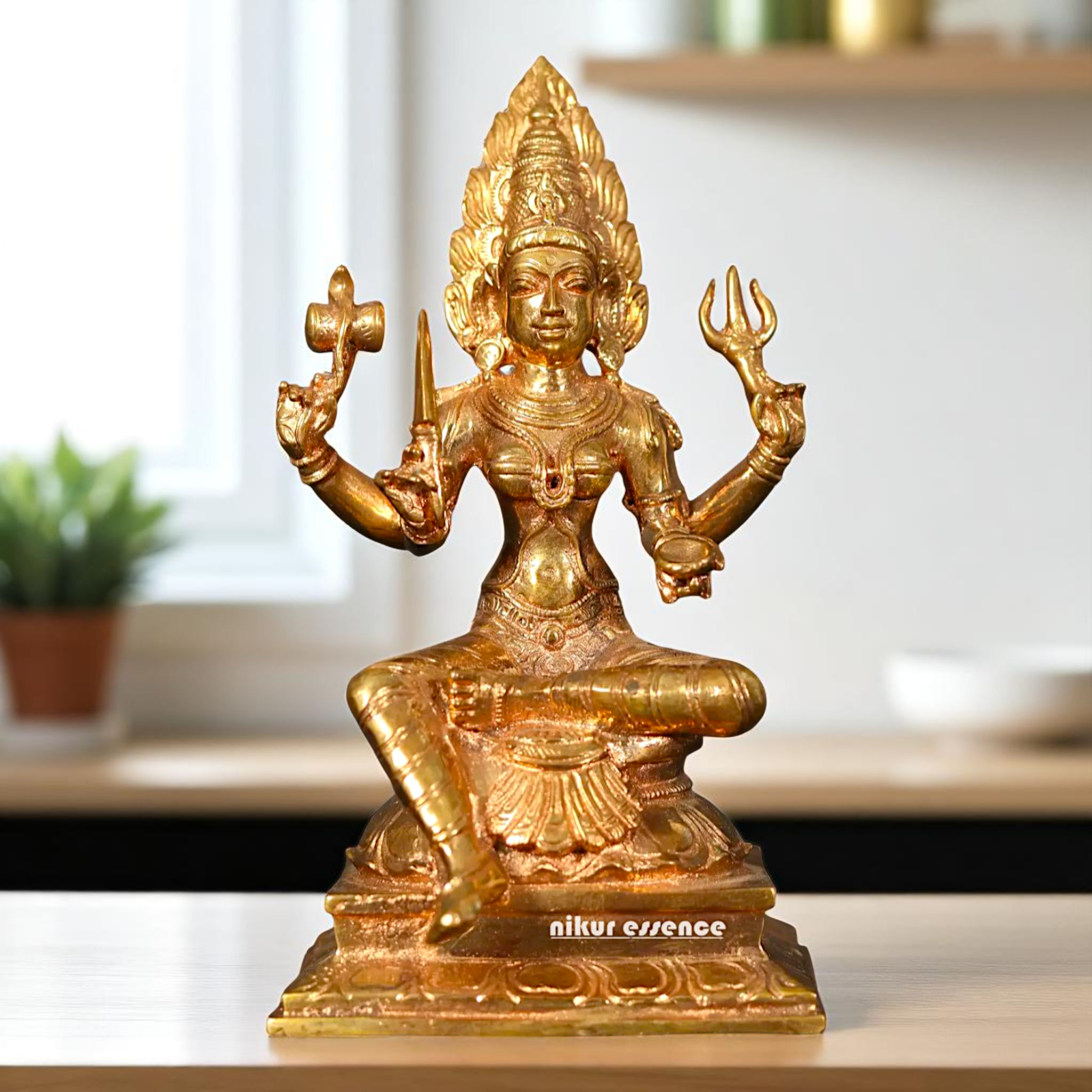 Buy Mariamman Durga Devi Seated with Four Armed Bronze/Panchaloha idol ...