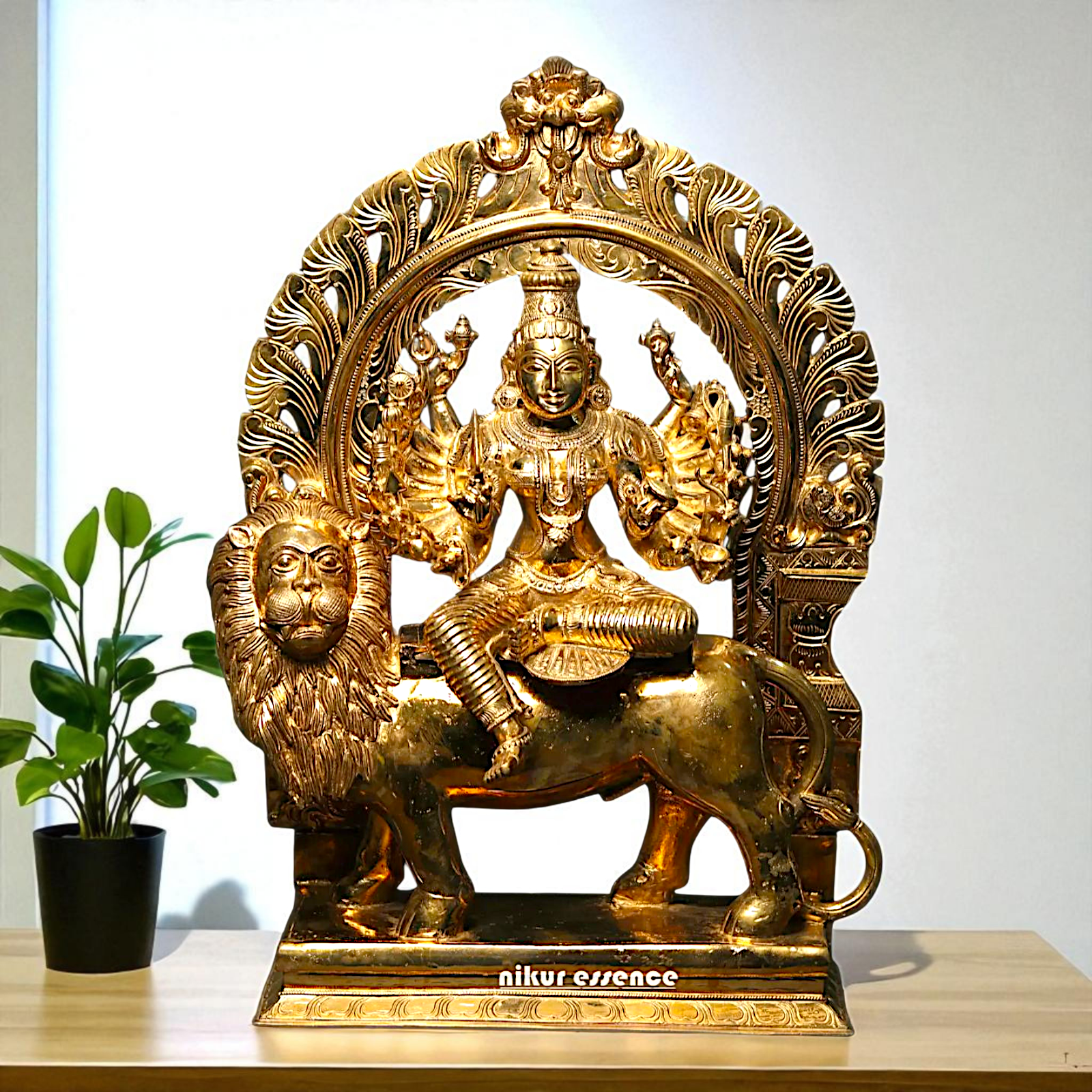 Big Durga Sherawali Maa Devi Seated on Lion with Blessing Bronze ...