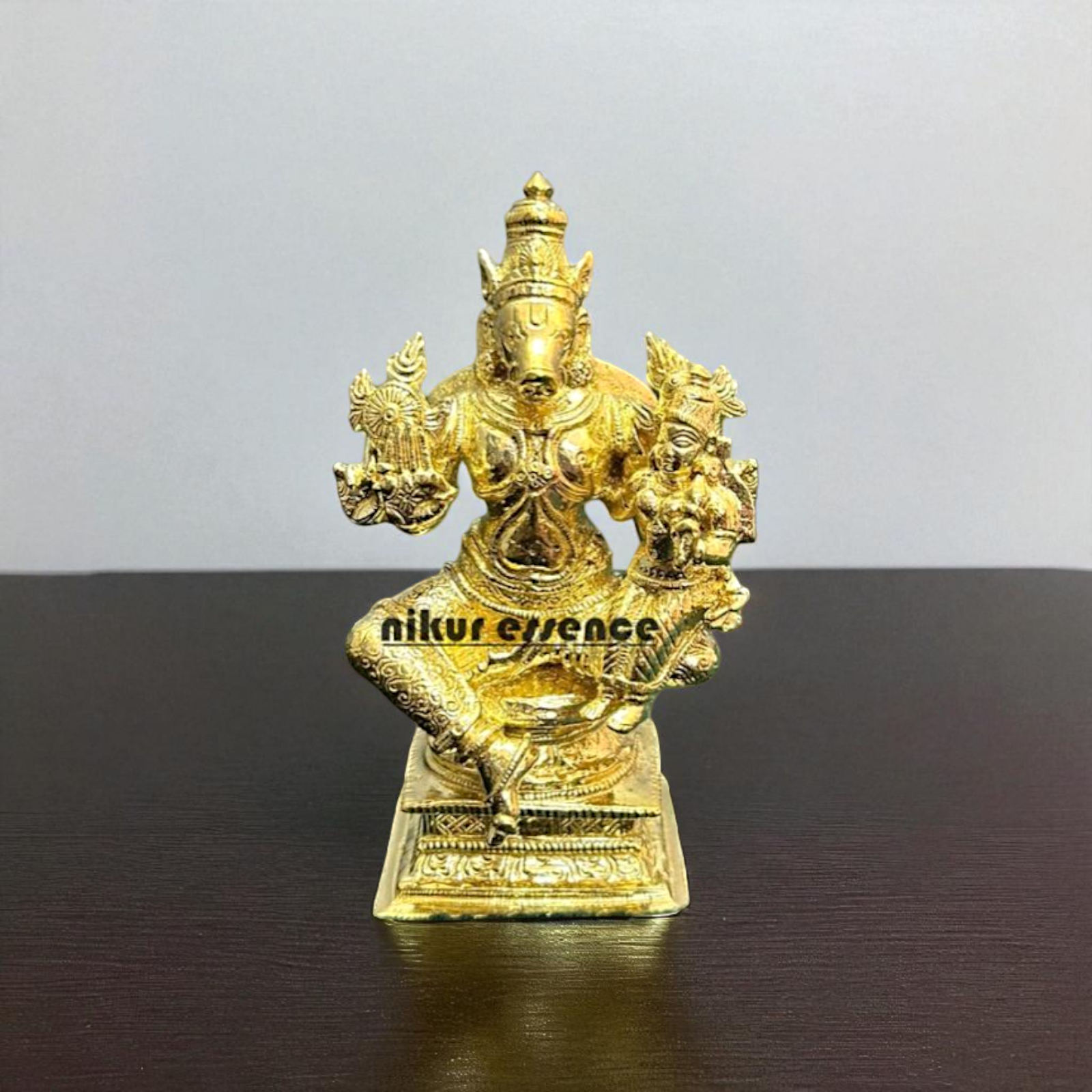 Vishnu varaha Bhagwan with Lakshmi seated Blessing Bronze/Panchaloha ...