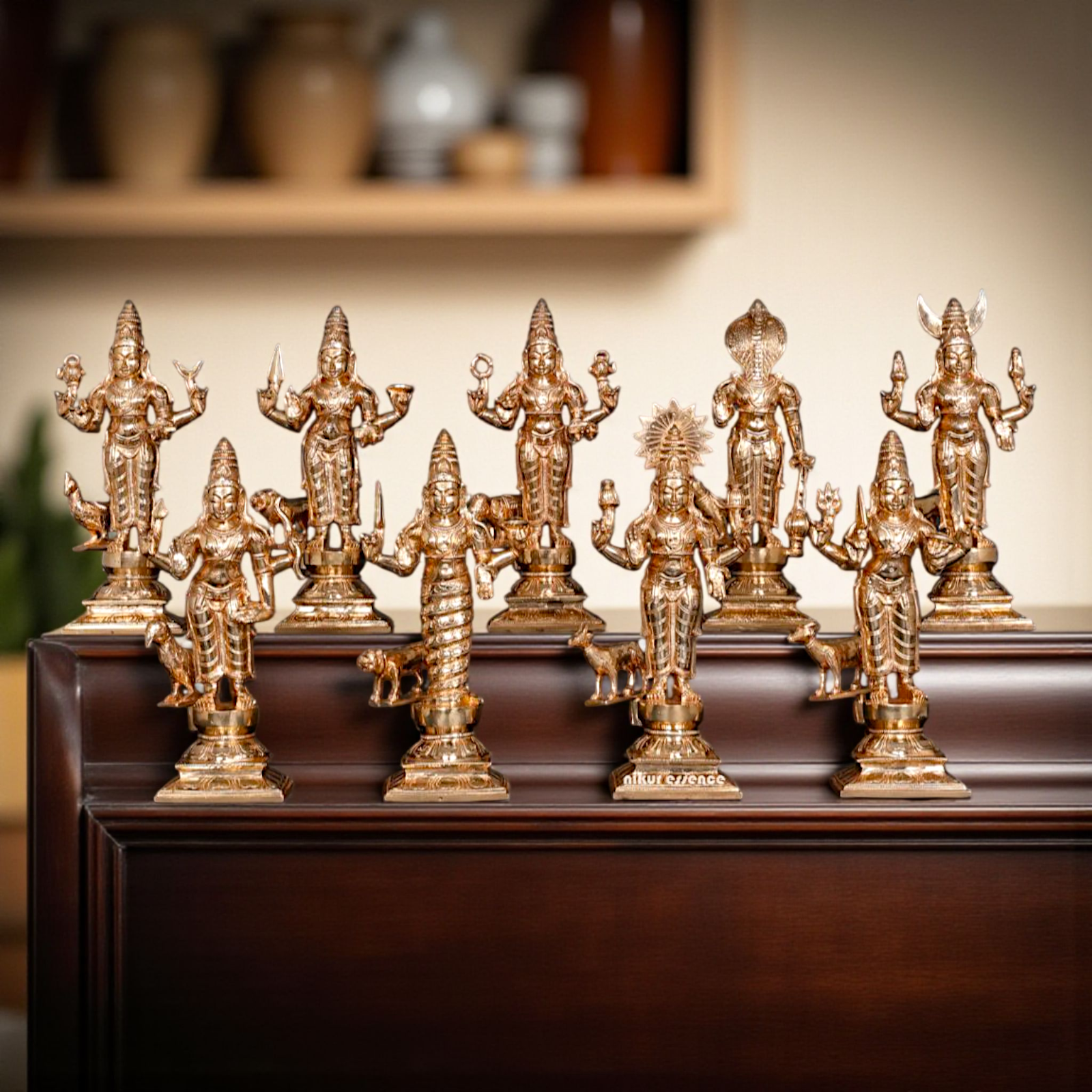 Solid Brass Navagraha with vahana set idol - 12 Inches – Nikur Essence