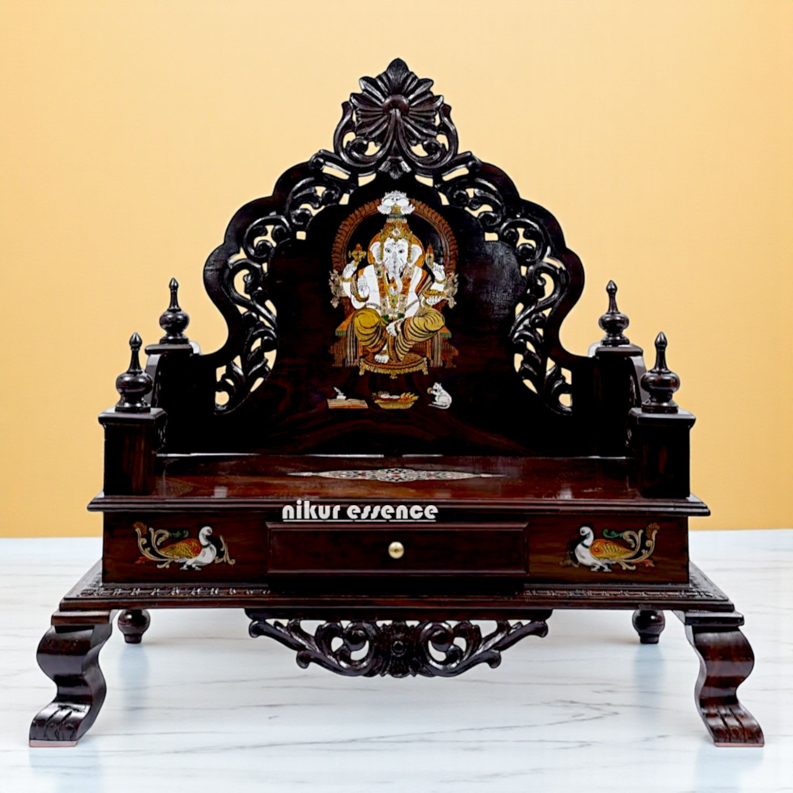 Large Ganesha wooden Temple mandir - 35 inches – Nikur Essence