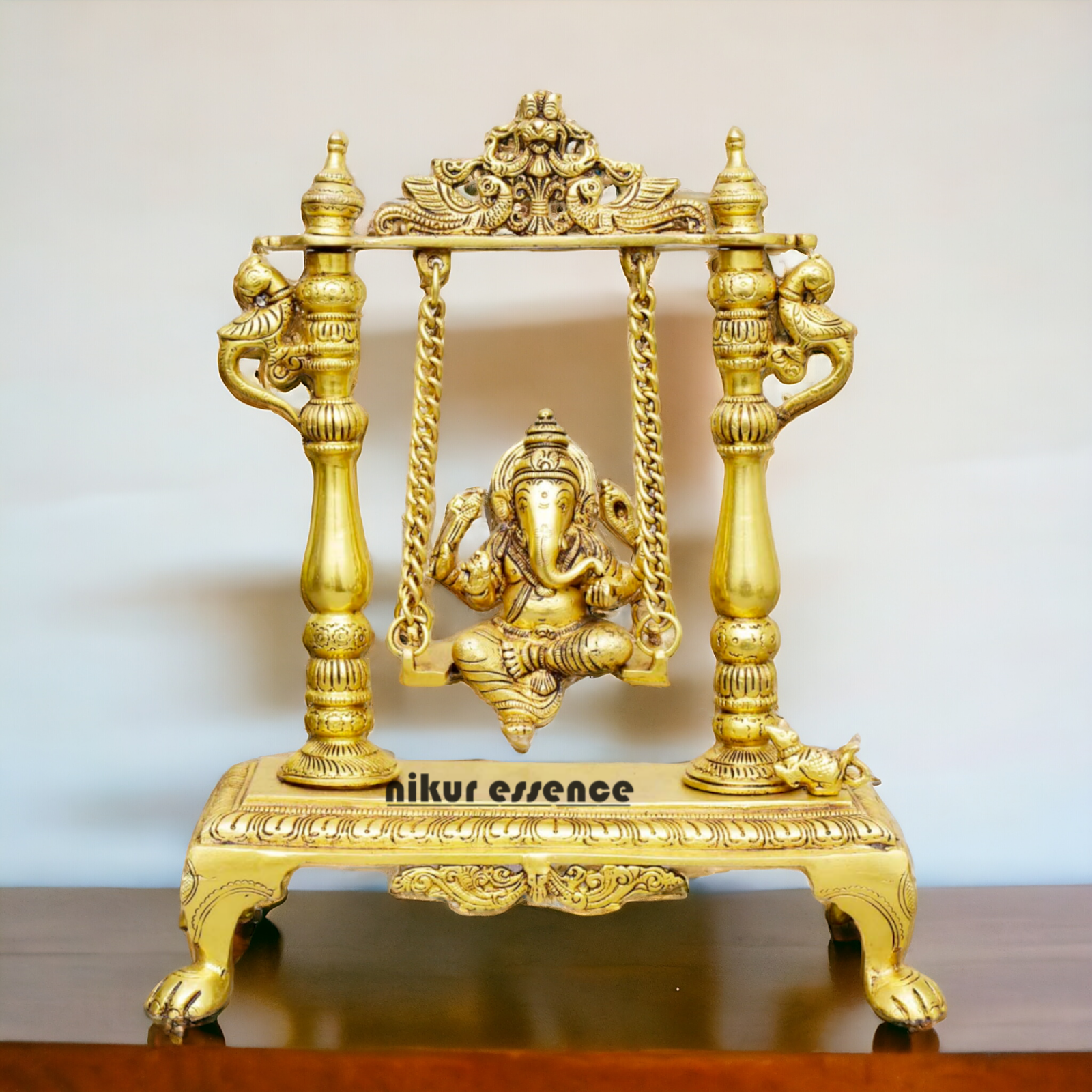 Pure Brass Ganesha God Ganpati swinging Jhula idol - 12 inches – Nikur ...