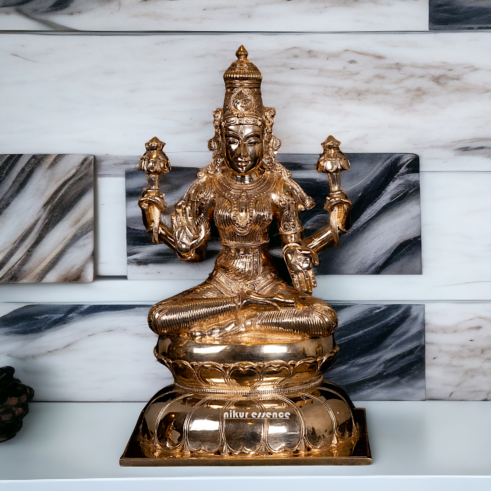 Panchaloha Lakshmi seated idol - 12 Inches – Nikur Essence