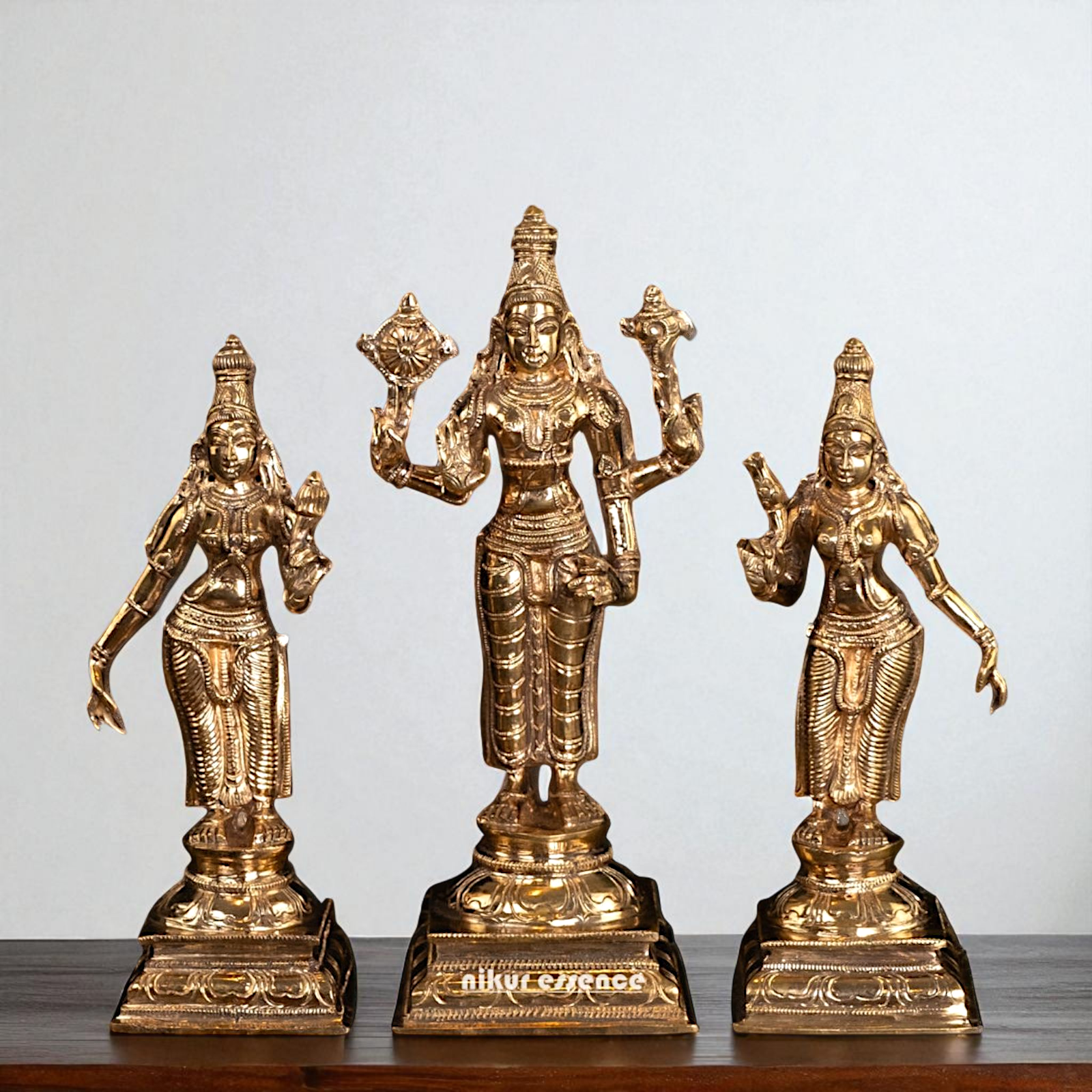 Vishnu with Sri Devi and Bhu Devi standing Panchaloha idol - 9.75 ...