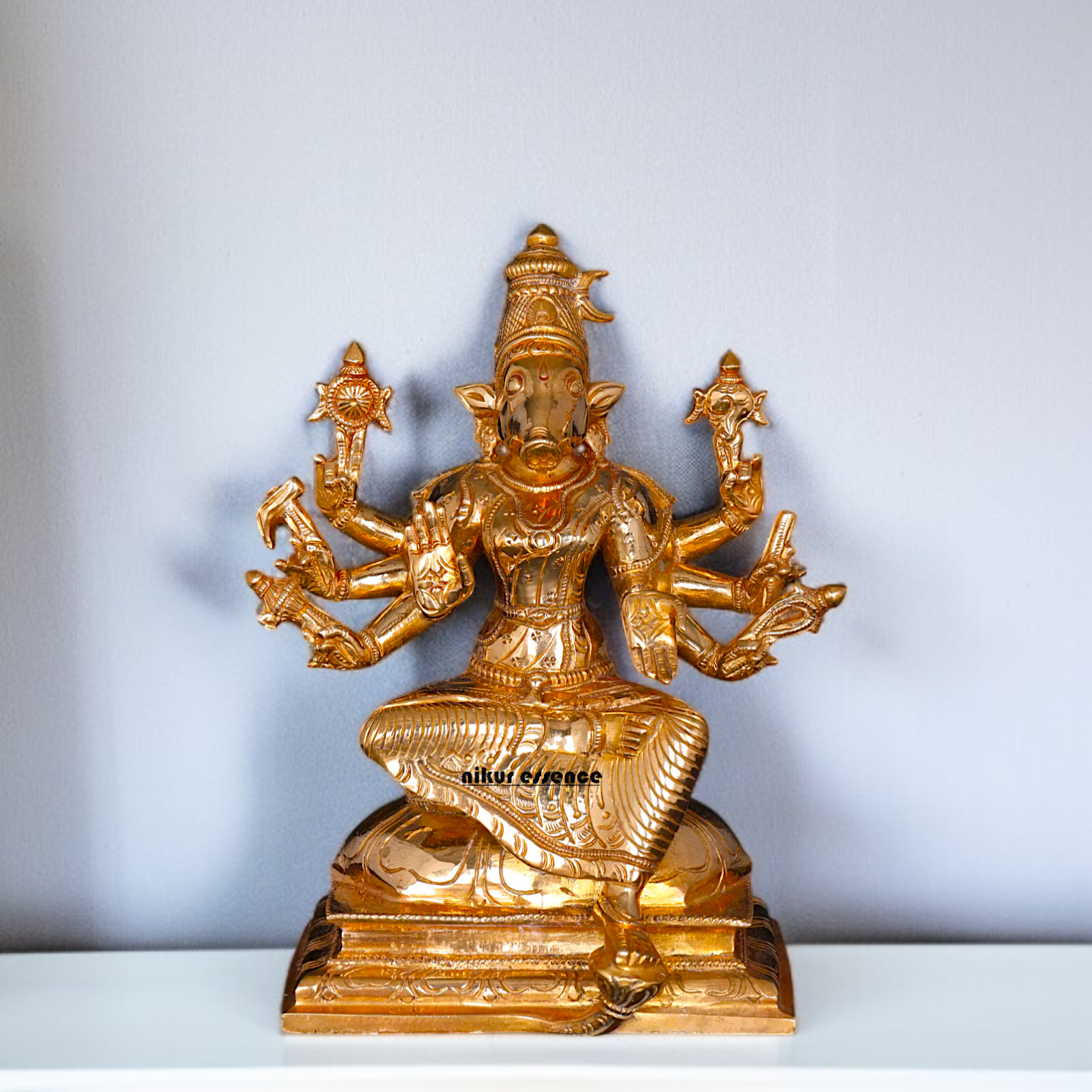 Goddess Varahi Amman Devi with eight hand Panchaloha statue - 7 Inches ...