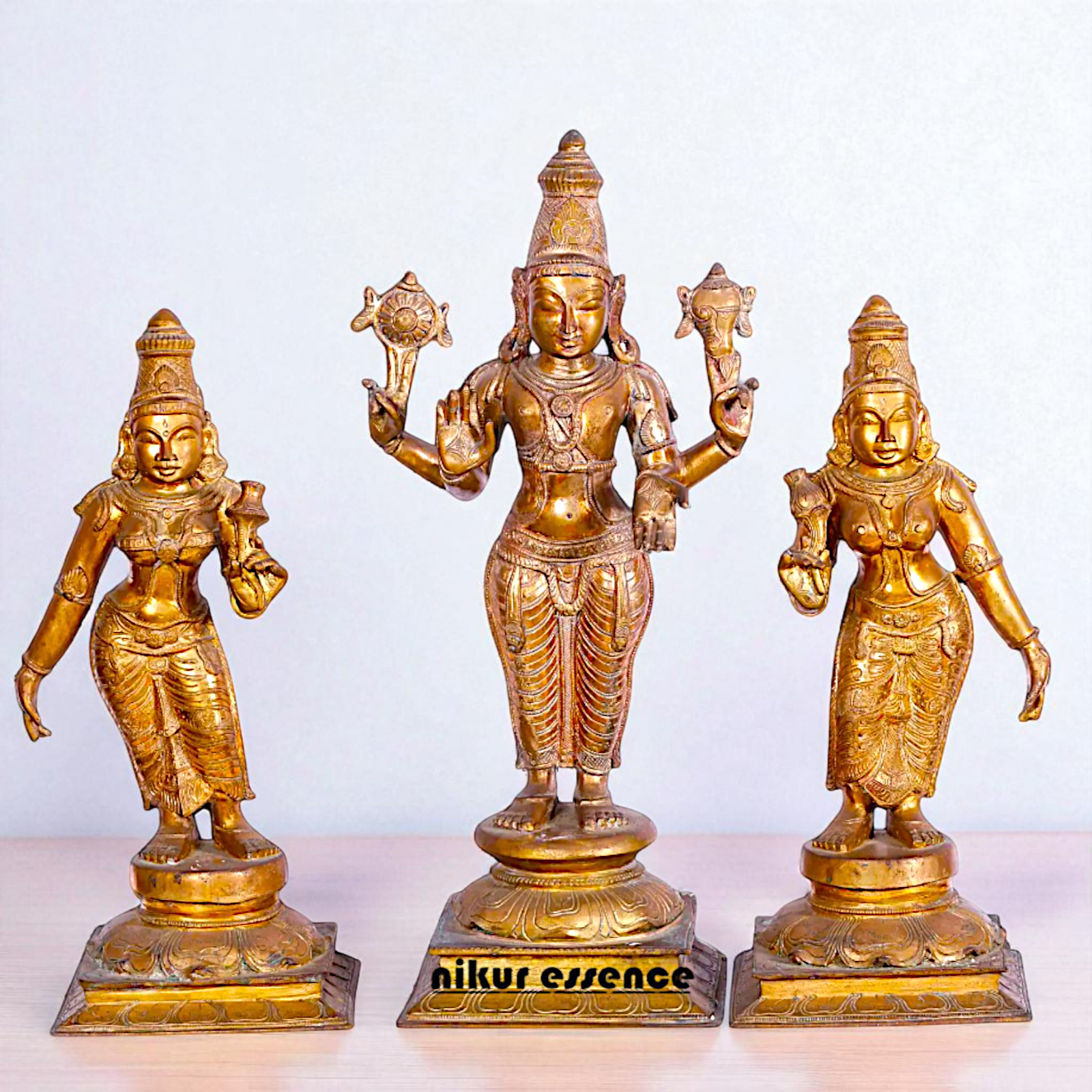 Large Perumal with Sridevi and Bhudevi standing Panchaloha Idol- 25 ...