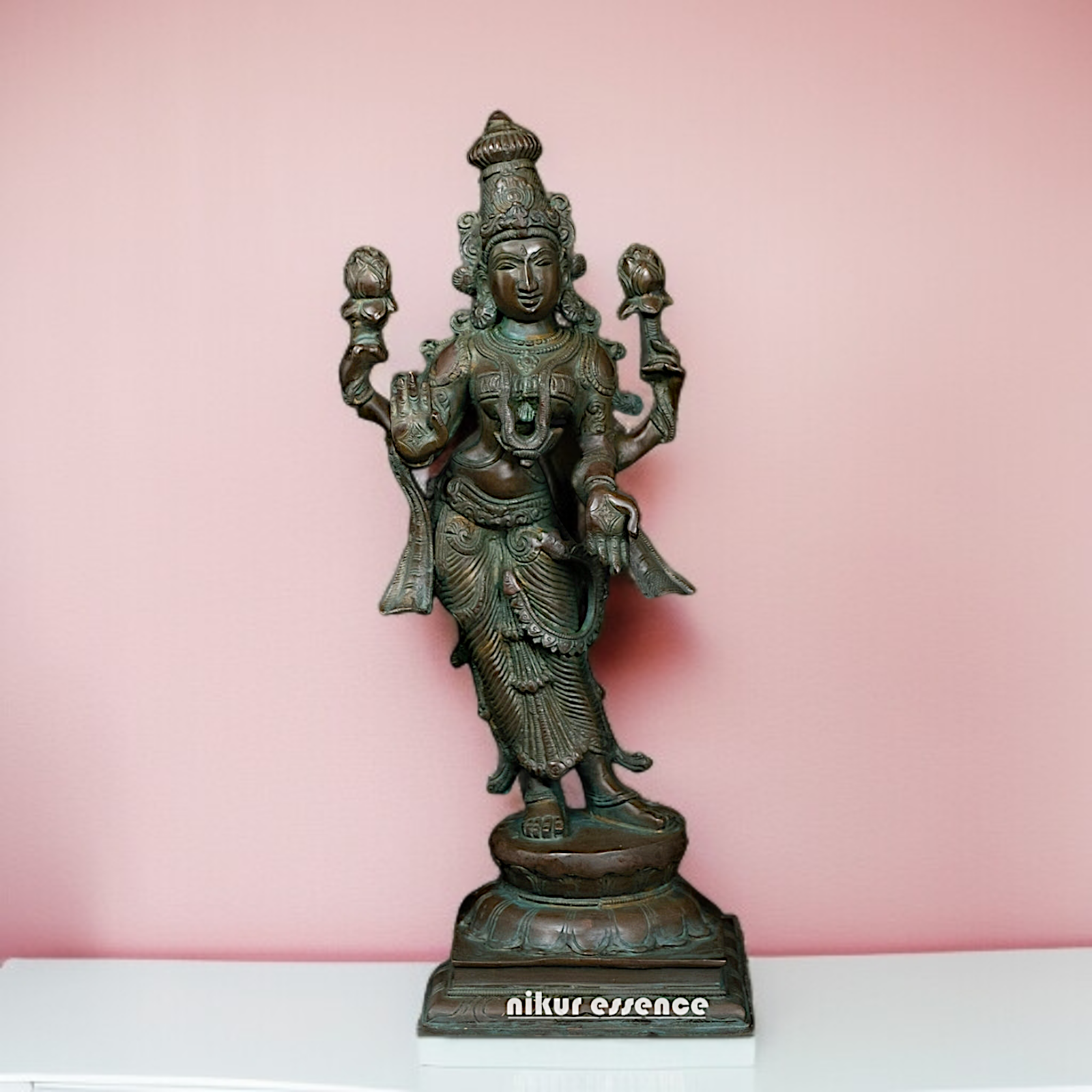 Lakshmi Brass standing Pooja statue - 17 Inches – Nikur Essence
