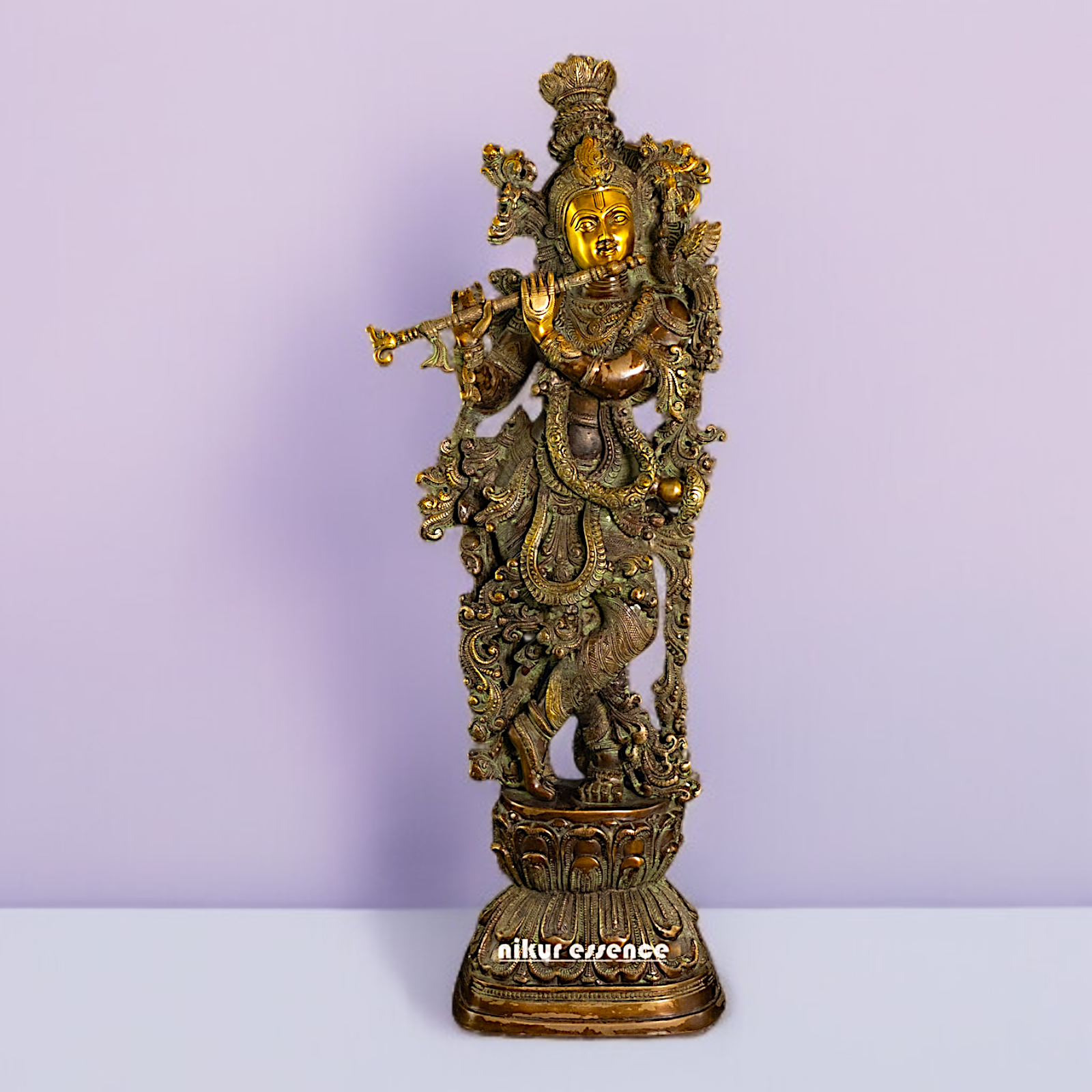 Large Venugopal Krishna Playing Flute standing Brass idol - 29 Inches ...