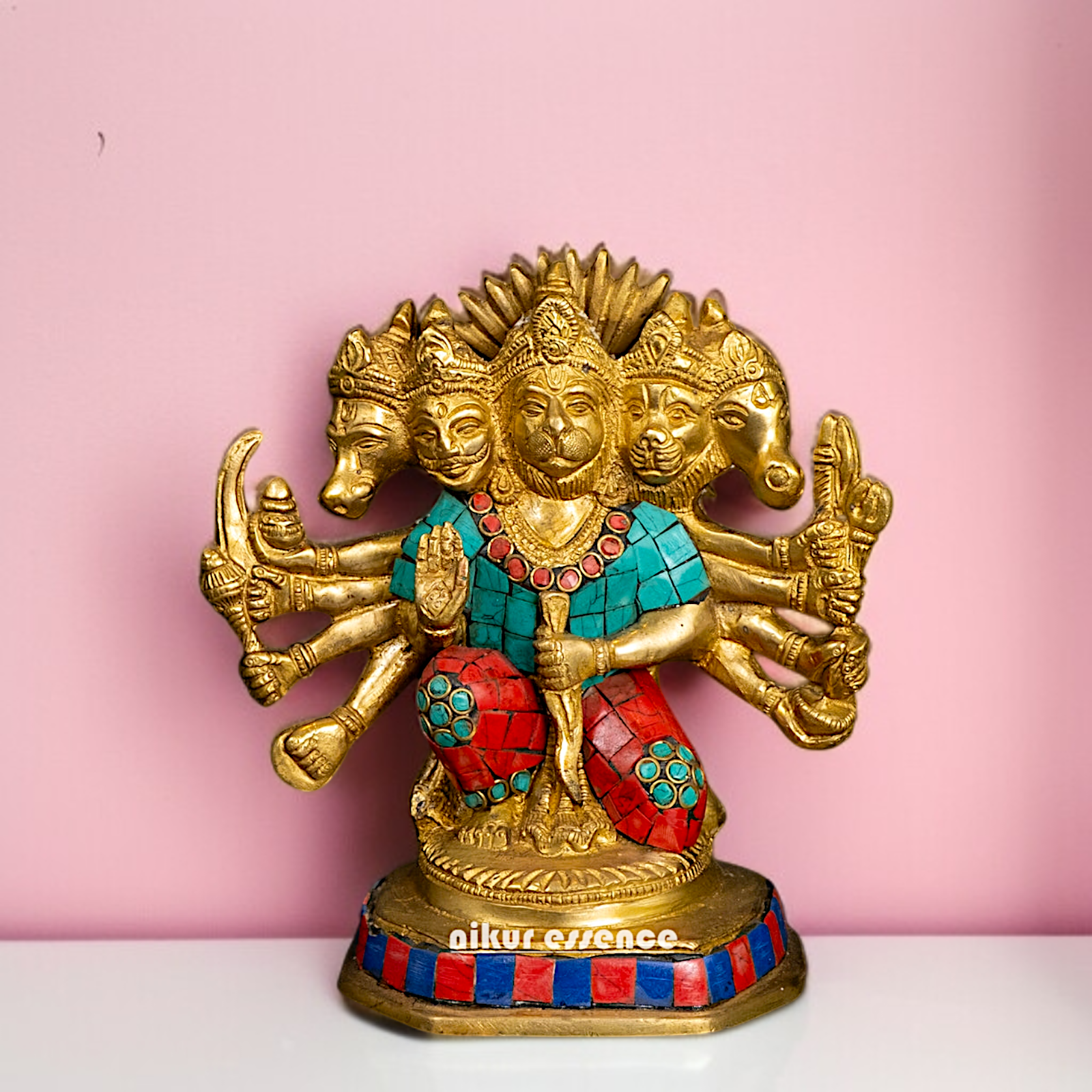 Buy Panchmukhi Hanuman ji with Blessing Brass stone work idol - 6 ...