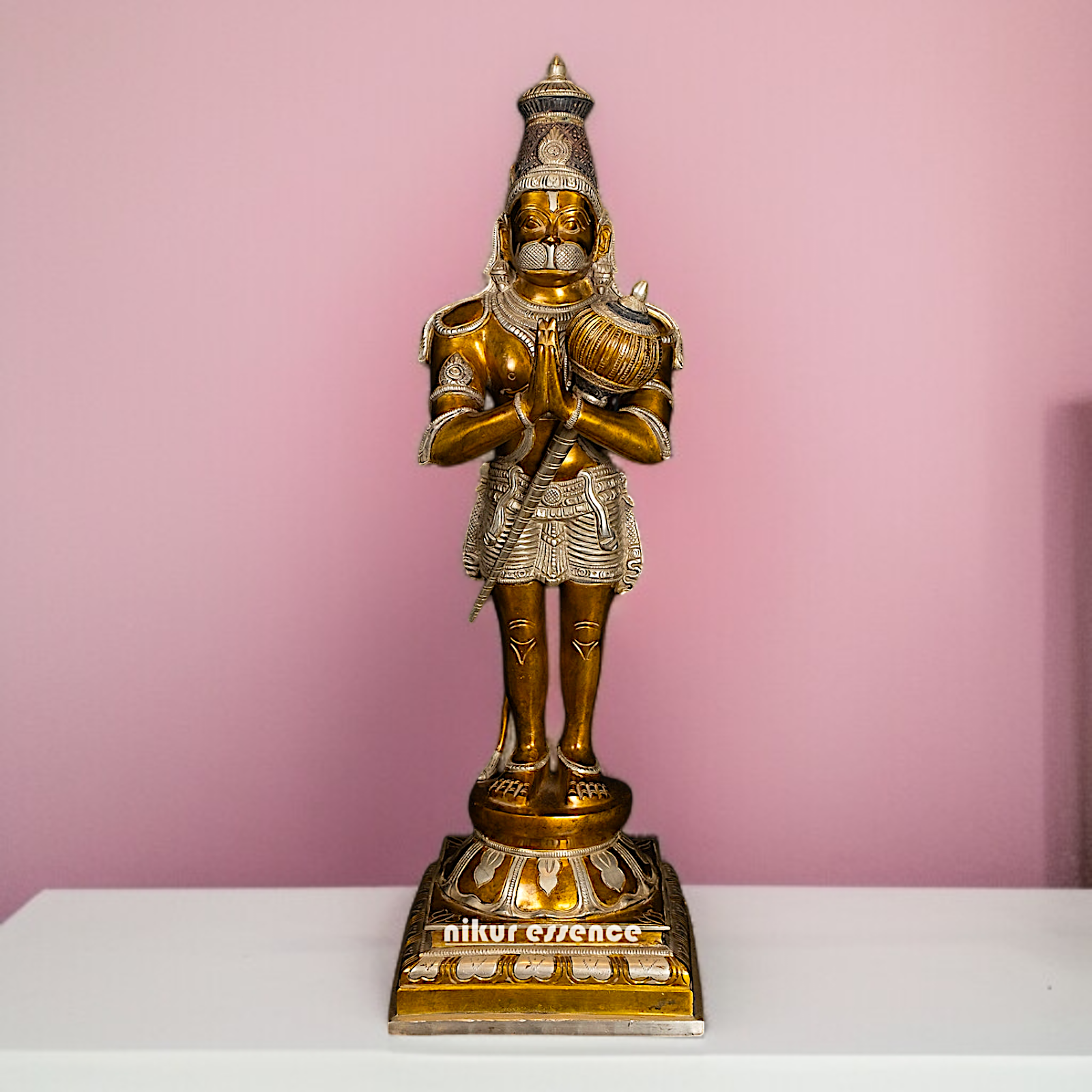 Brass Hanuman ji namaskar pose standing with holding Gada idol - 23 ...