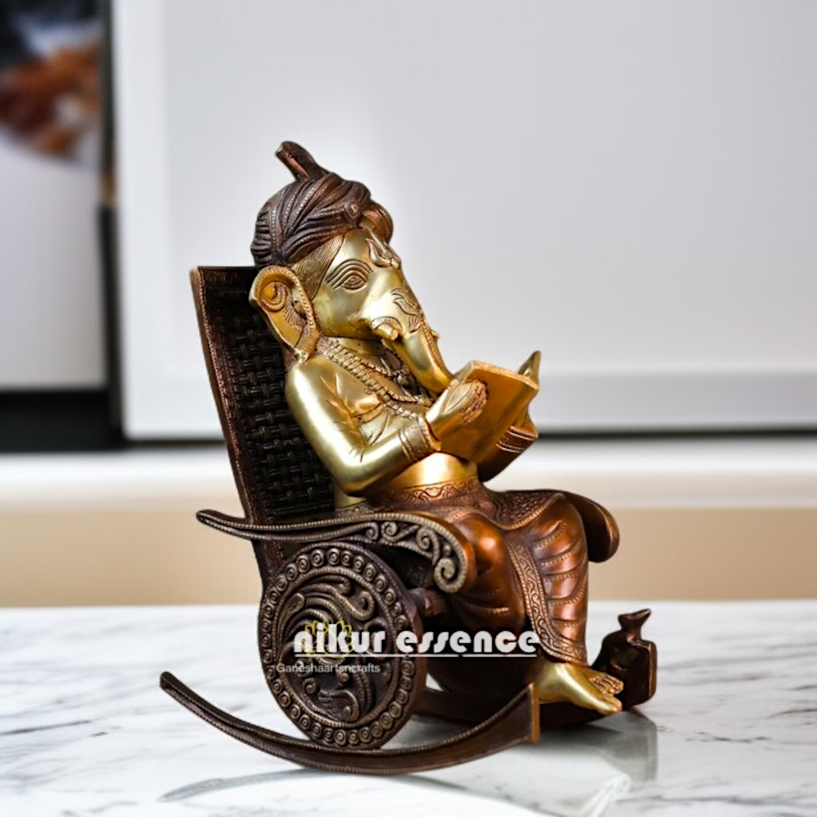 Brass Ganesha swing chair with mushak statue - 16 Inches – Nikuressence