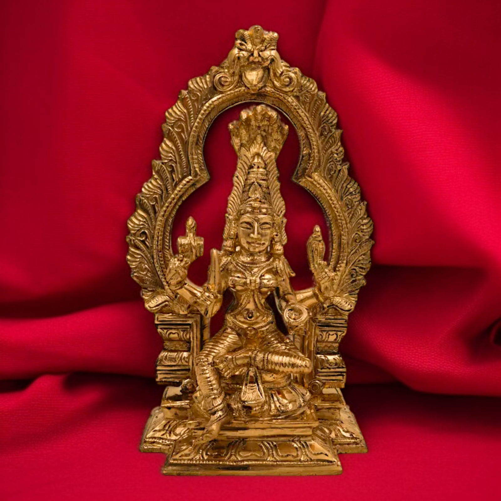 Goddess Mariamman Devi Seated with Blessing Panchaloha idol - 8 Inches ...