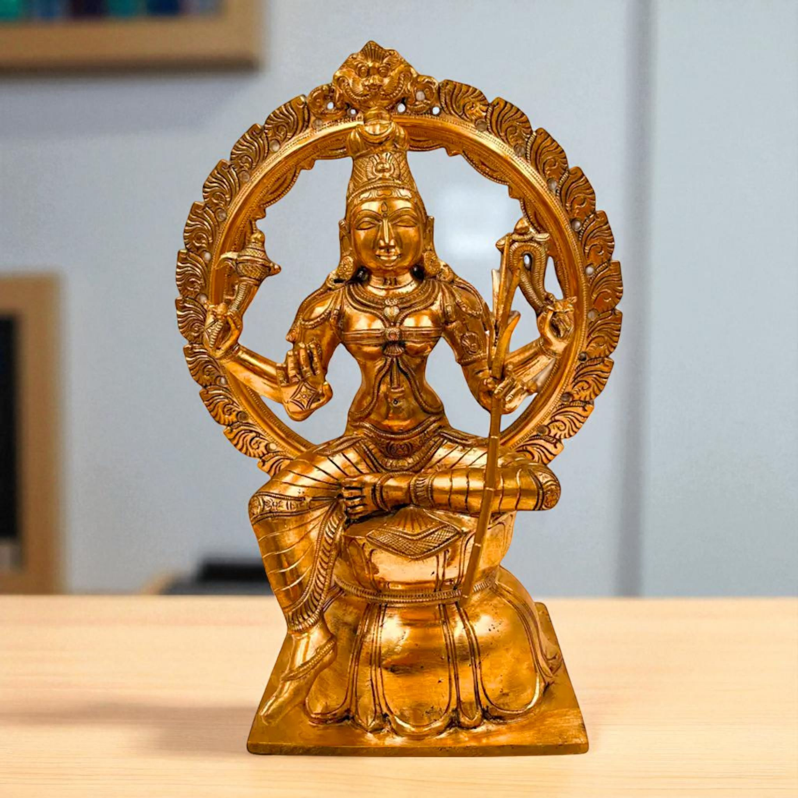 Bronze/Panchaloha Raja Rajeshwari Blessing seated statue - 1 Feet ...