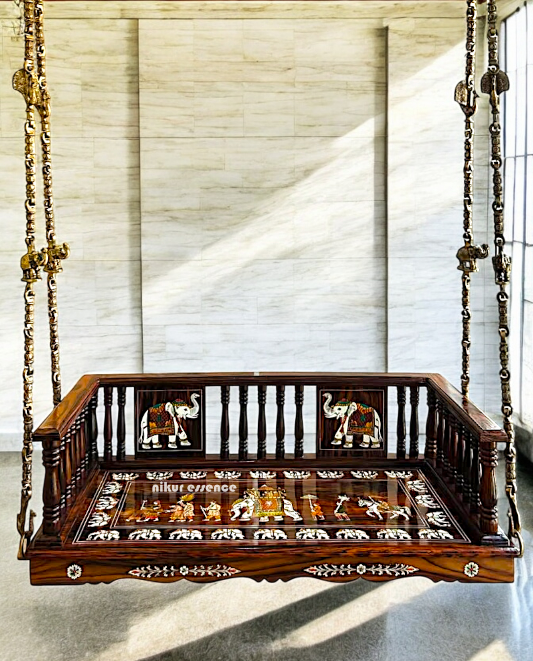 Nikur Essence Handcrafted Rosewood Swing Plank – 5ft Wooden Jhoola with ...