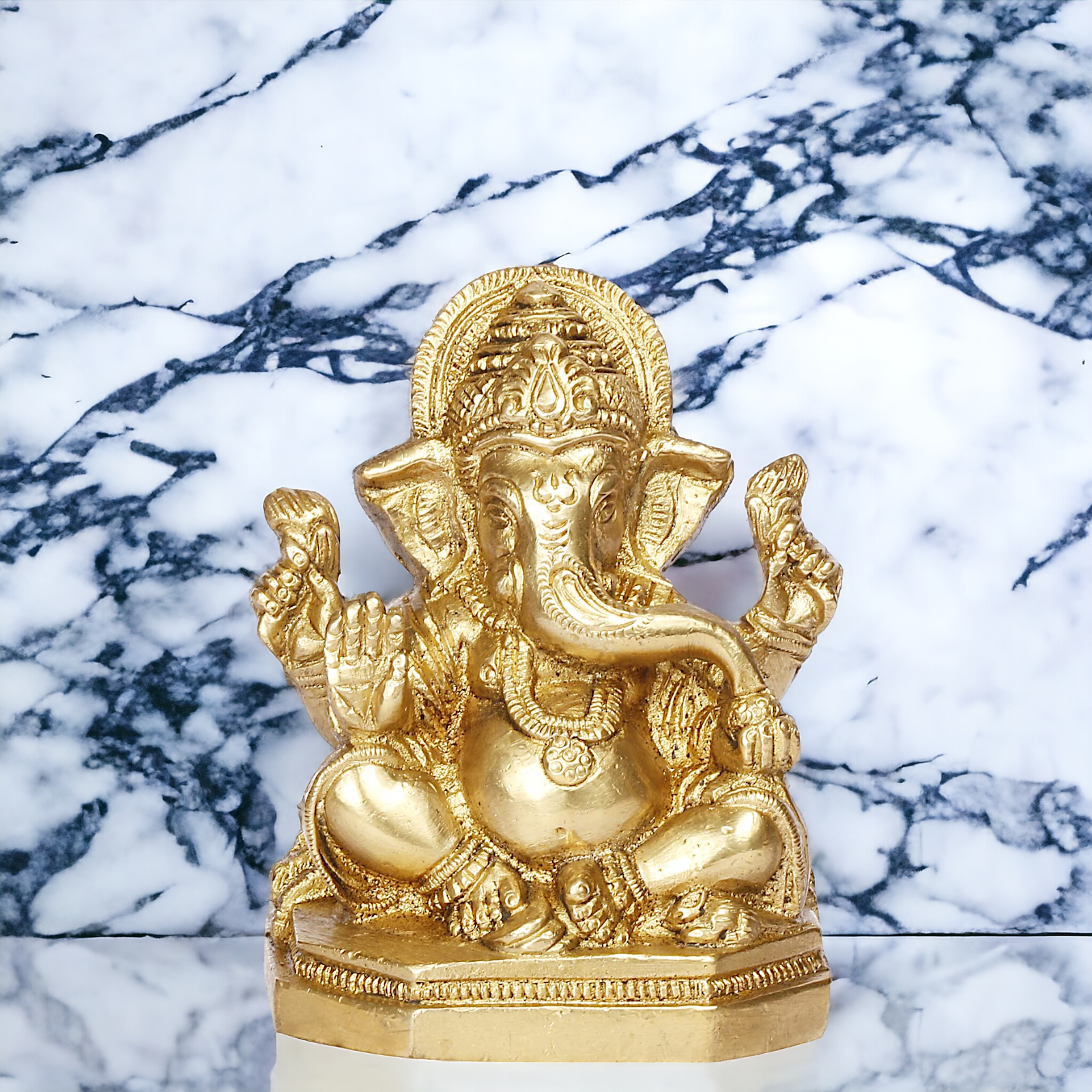 Lord Ganesha Bhagwan Solid Brass Statue - 4 inches – Nikur Essence