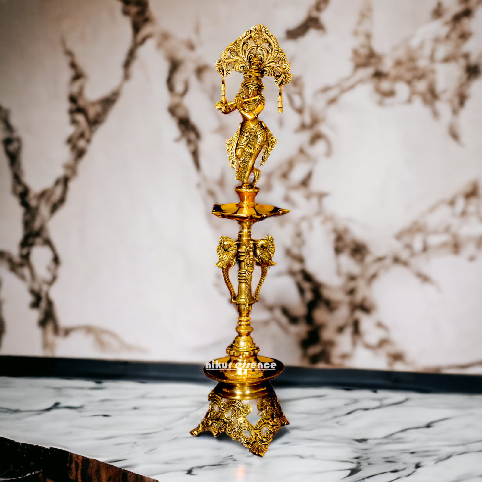 Solid Brass Krishna Stand Diya - 71 cm – Nikur Essence